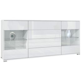 Vladon SIDEBOARD Bari Wei&szlig; Hochglanz