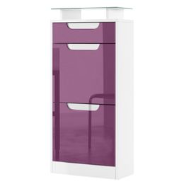 Vladon SCHUHSCHRANK Fiesta Brombeer Hochglanz / Wei&szlig; Hochglanz