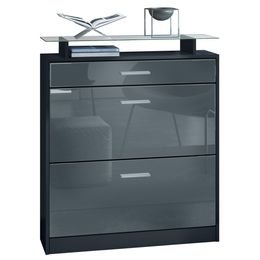 Vladon SCHUHSCHRANK Loret Front in Grau Hochglanz