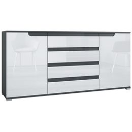 Vladon SIDEBOARD Sylt Wei&szlig; Hochglanz / Anthrazit matt