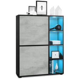 Vladon HIGHBOARD Cuba T&uuml;ren in Beton Oxid Optik