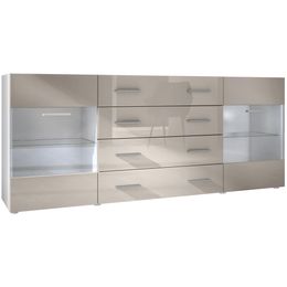 Vladon SIDEBOARD Carlos Sandgrau Hochglanz