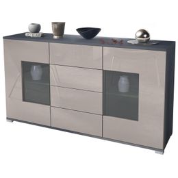 Vladon SIDEBOARD Gr&ouml;mitz Sandgrau Hochglanz