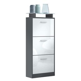 Vladon SCHUHSCHRANK Lavia Front in Wei&szlig; Hochglanz