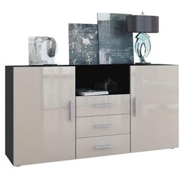 Vladon SIDEBOARD Skadu Front in Sandgrau Hochglanz