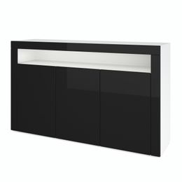 Vladon SIDEBOARD Valencia Schwarz Hochglanz / Schwarz Hochglanz