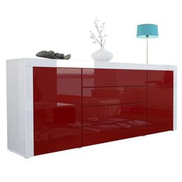 Vladon SIDEBOARD La Paz Bordeaux Hochglanz / Wei&szlig; Hochglanz