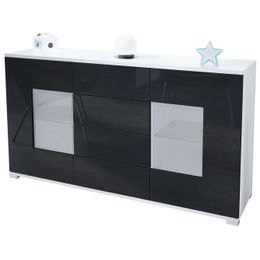 Vladon SIDEBOARD Gr&ouml;mitz Schwarz Hochglanz