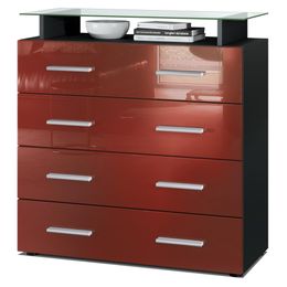 Vladon KOMMODE Pavos Bordeaux Hochglanz