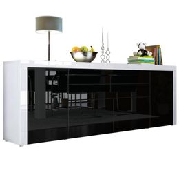 Vladon SIDEBOARD La Paz Schwarz Hochglanz / Wei&szlig; Hochglanz