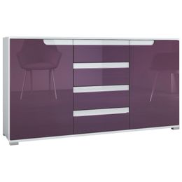 Vladon SIDEBOARD Sylt Brombeer Hochglanz / Wei&szlig; Hochglanz