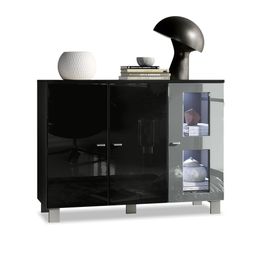 Vladon SIDEBOARD Denjo T&uuml;r in Grau Hochglanz