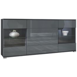 Vladon SIDEBOARD Bari Grau Hochglanz