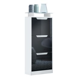 Vladon SCHUHSCHRANK Space Schwarz Hochglanz