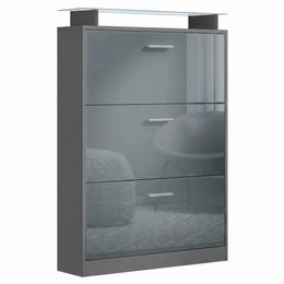 Vladon SCHUHSCHRANK Lavia Front in Grau Hochglanz
