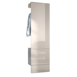 Vladon GARDEROBE Carlton Paneel in Sandgrau Hochglanz