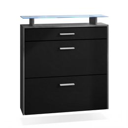 Vladon SCHUHSCHRANK Malea Fronten in Schwarz matt