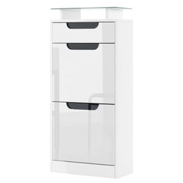 Vladon SCHUHSCHRANK Fiesta Wei&szlig; Hochglanz / Schwarz Hochglanz