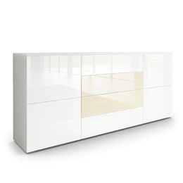 Vladon SIDEBOARD Rova Wei&szlig; Hochglanz / Creme Hochglanz