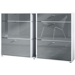 Vladon SCHUHSCHRANK Today Fronten in Grau Hochglanz