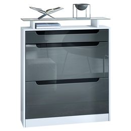 Vladon SCHUHSCHRANK Fiesta Grau Hochglanz / Schwarz Hochglanz