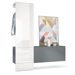 Vladon GARDEROBE Carlton Paneel in Wei&szlig; Hochglanz