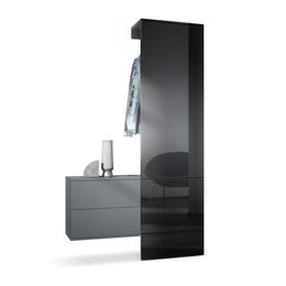 Vladon GARDEROBE Carlton Paneel in Schwarz Hochglanz