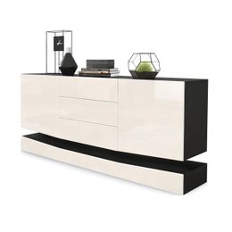 Vladon SIDEBOARD City Fronten in Creme Hochglanz