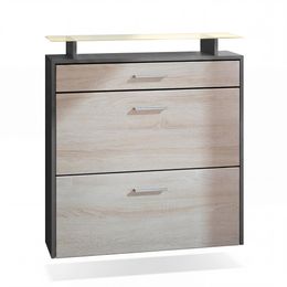Vladon SCHUHSCHRANK Malea Fronten in Eiche s&auml;gerau