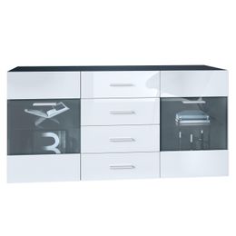 Vladon SIDEBOARD Carlos Wei&szlig; Hochglanz