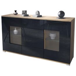 Vladon SIDEBOARD Gr&ouml;mitz Schwarz Hochglanz