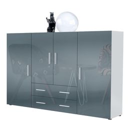 Vladon HIGHBOARD Nora Front in Grau Hochglanz