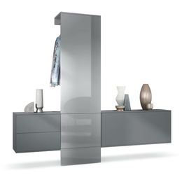 Vladon GARDEROBE Carlton Paneel in Grau Hochglanz
