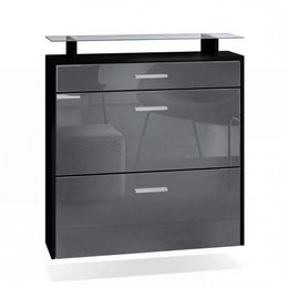 Vladon SCHUHSCHRANK Malea Front in Grau Hochglanz