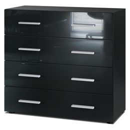 Vladon KOMMODE Pavos Schwarz Hochglanz