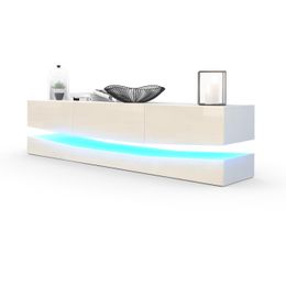 Vladon LOWBOARD City Fronten in Creme Hochglanz