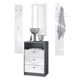 Vladon GARDEROBE Pino Wei&szlig; Hochglanz