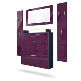 Vladon GARDEROBE Malea Fronten in Brombeer Hochglanz