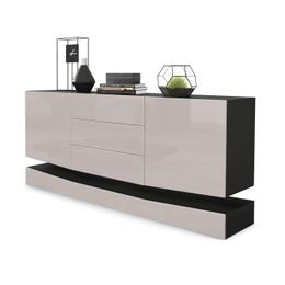 Vladon SIDEBOARD City Fronten in Sandgrau Hochglanz