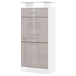 Vladon SCHUHSCHRANK Loret Front in Sandgrau Hochglanz