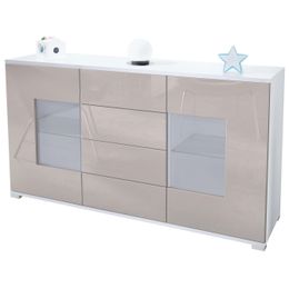 Vladon SIDEBOARD Gr&ouml;mitz Sandgrau Hochglanz