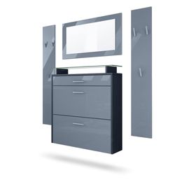 Vladon GARDEROBE Malea Fronten in Grau Hochglanz