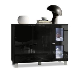 Vladon SIDEBOARD Denjo T&uuml;r in Schwarz Hochglanz