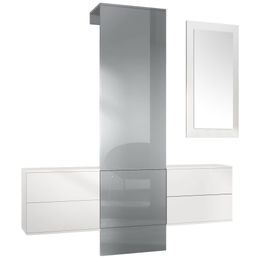 Vladon GARDEROBE Carlton Paneel in Grau Hochglanz