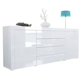 Vladon SIDEBOARD La Paz Wei&szlig; Hochglanz / Wei&szlig; Hochglanz