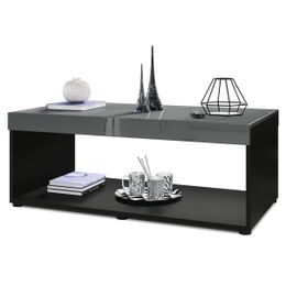 Vladon COUCHTISCH Pure Tischplatte und Blenden in Grau Hochglanz