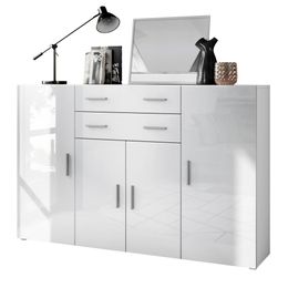 Vladon HIGHBOARD Aron Fronten in Wei&szlig; Hochglanz