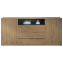 Vladon SIDEBOARD Skadu Schwarz Hochglanz