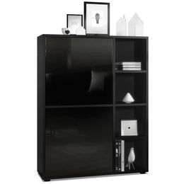 Vladon HIGHBOARD Cuba T&uuml;ren in Schwarz Hochglanz