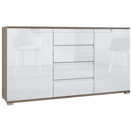 Vladon SIDEBOARD Sylt Wei&szlig; Hochglanz